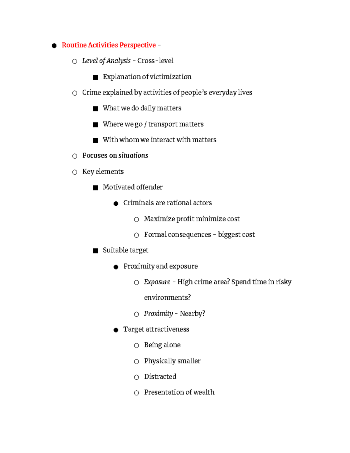 Routine Activities Theory - Routine Activities Perspective Level of ...