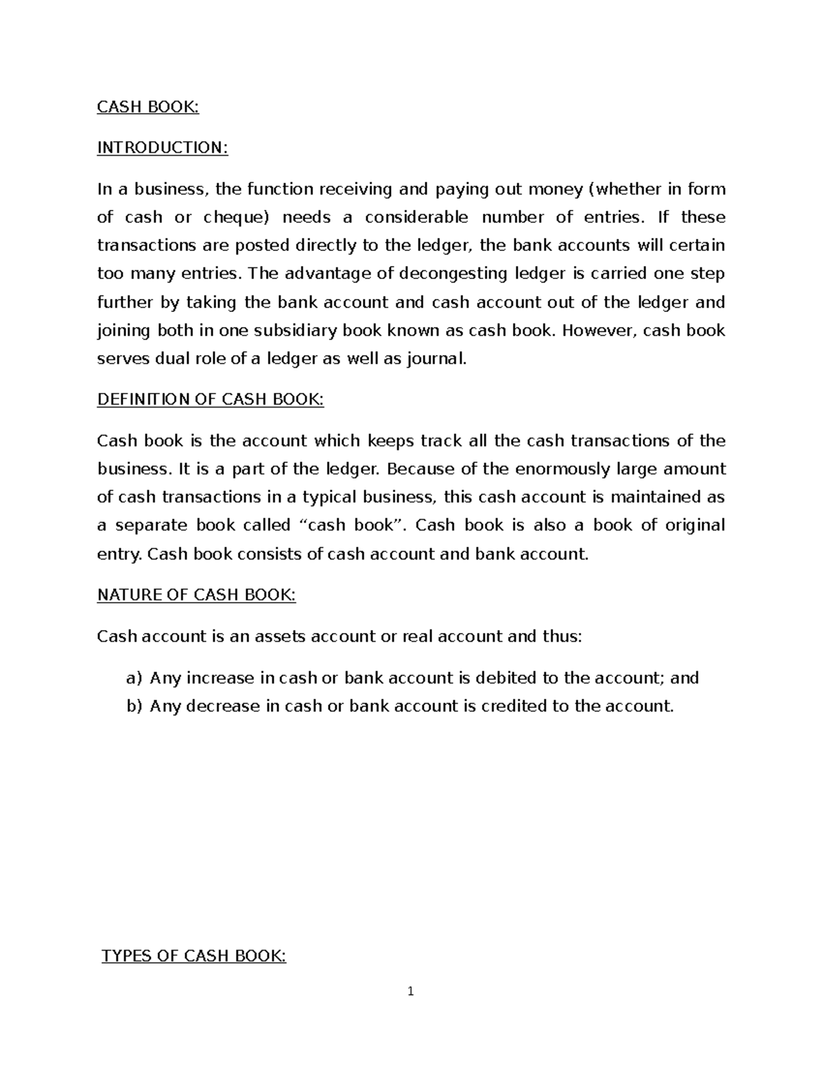Cashbook Account - This is useful to understand cash book - CASH BOOK ...