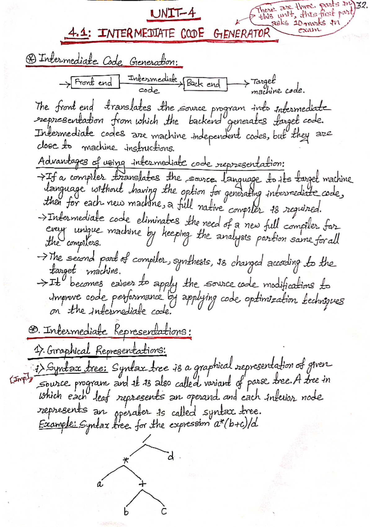 CDC UNIT-4 - Compiler and design - 4 There ax three. parts In 32. this ...
