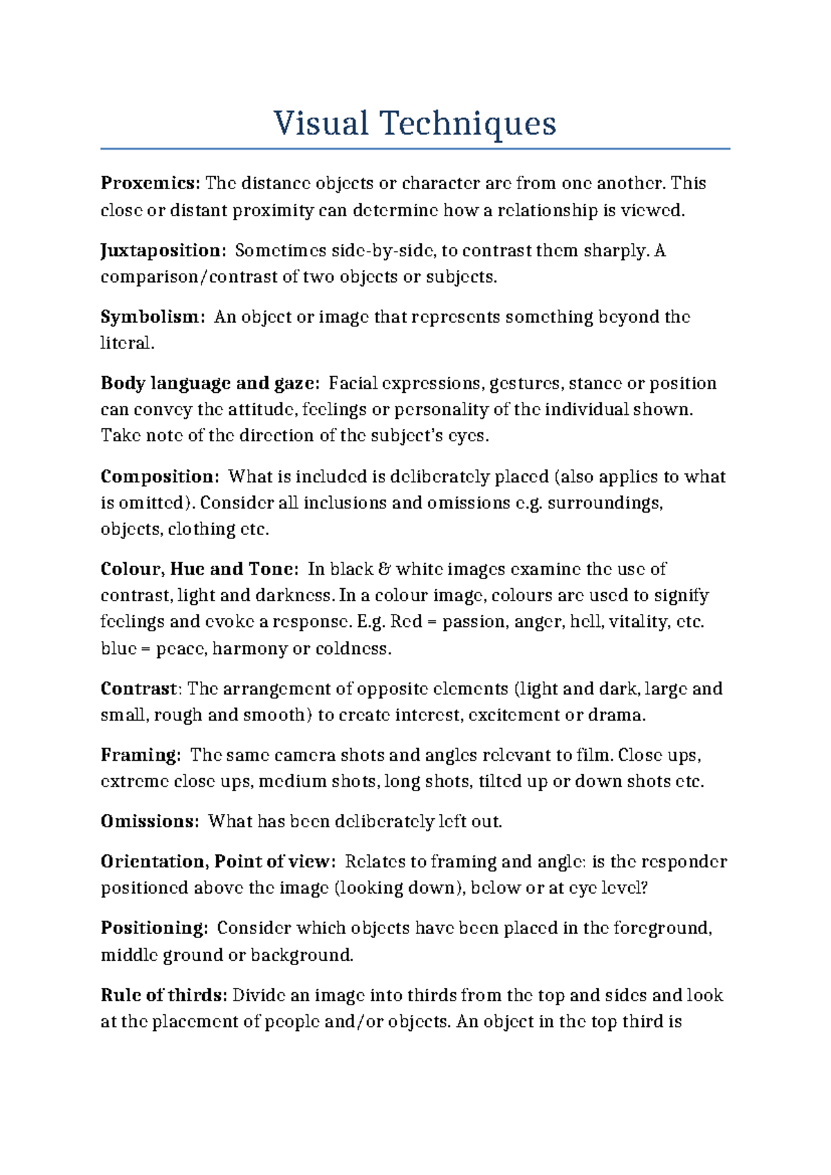 Visual techniques - Visual Techniques Proxemics: The distance objects ...