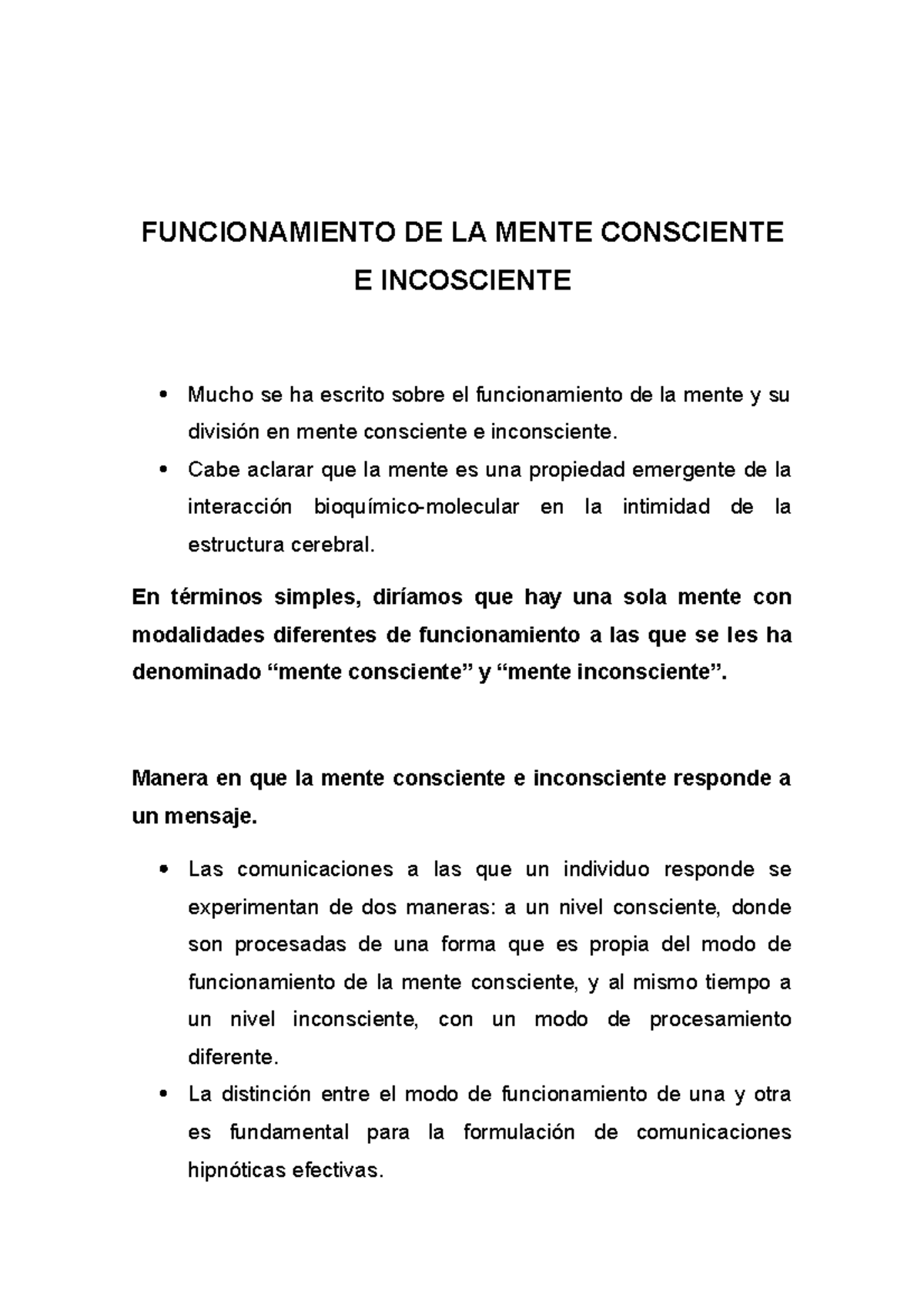 Funcionamiento Mente Consciente E Inconsciente - FUNCIONAMIENTO DE LA ...