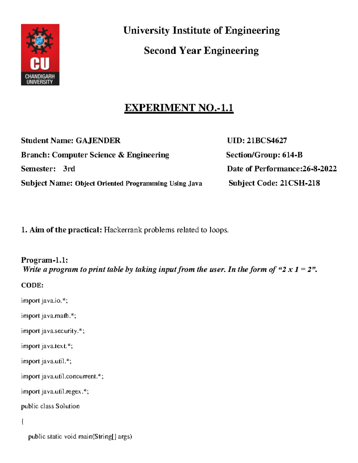 EXP-1 - ...... - Second Year Engineering EXPERIMENT NO.-1. Student Name ...