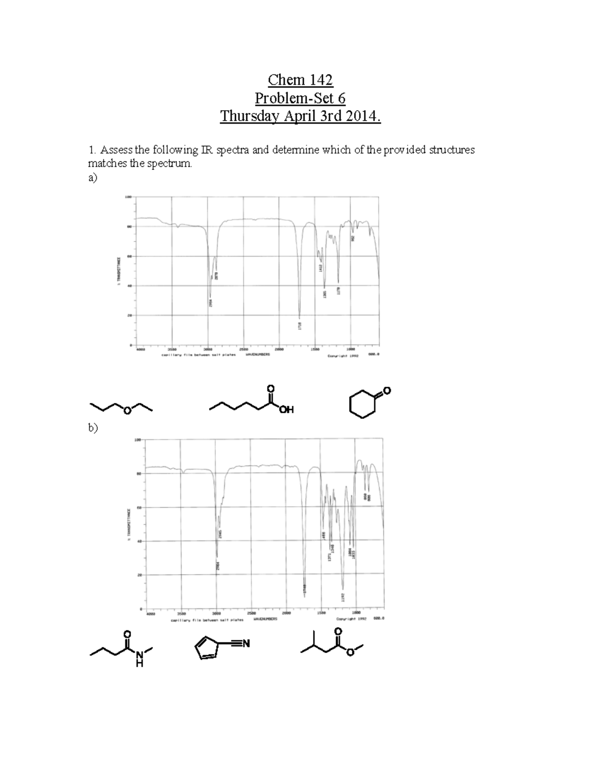 6Problemset 4314 - Mandatory Problem Set #6 - CHEM 142 - Chem 142 6 ...
