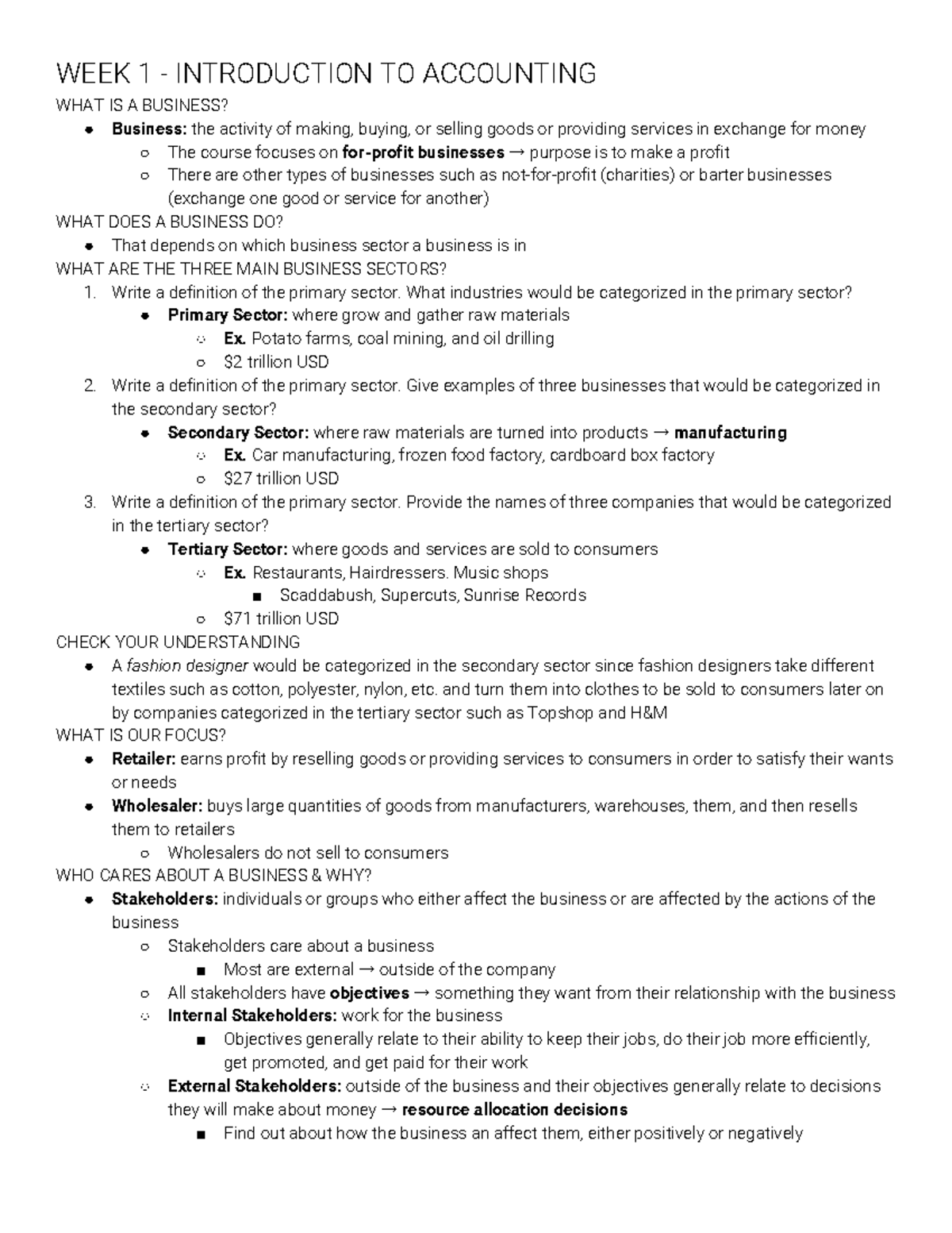 Acc 100 review final - WEEK 1 - INTRODUCTION TO ACCOUNTING WHAT IS A ...