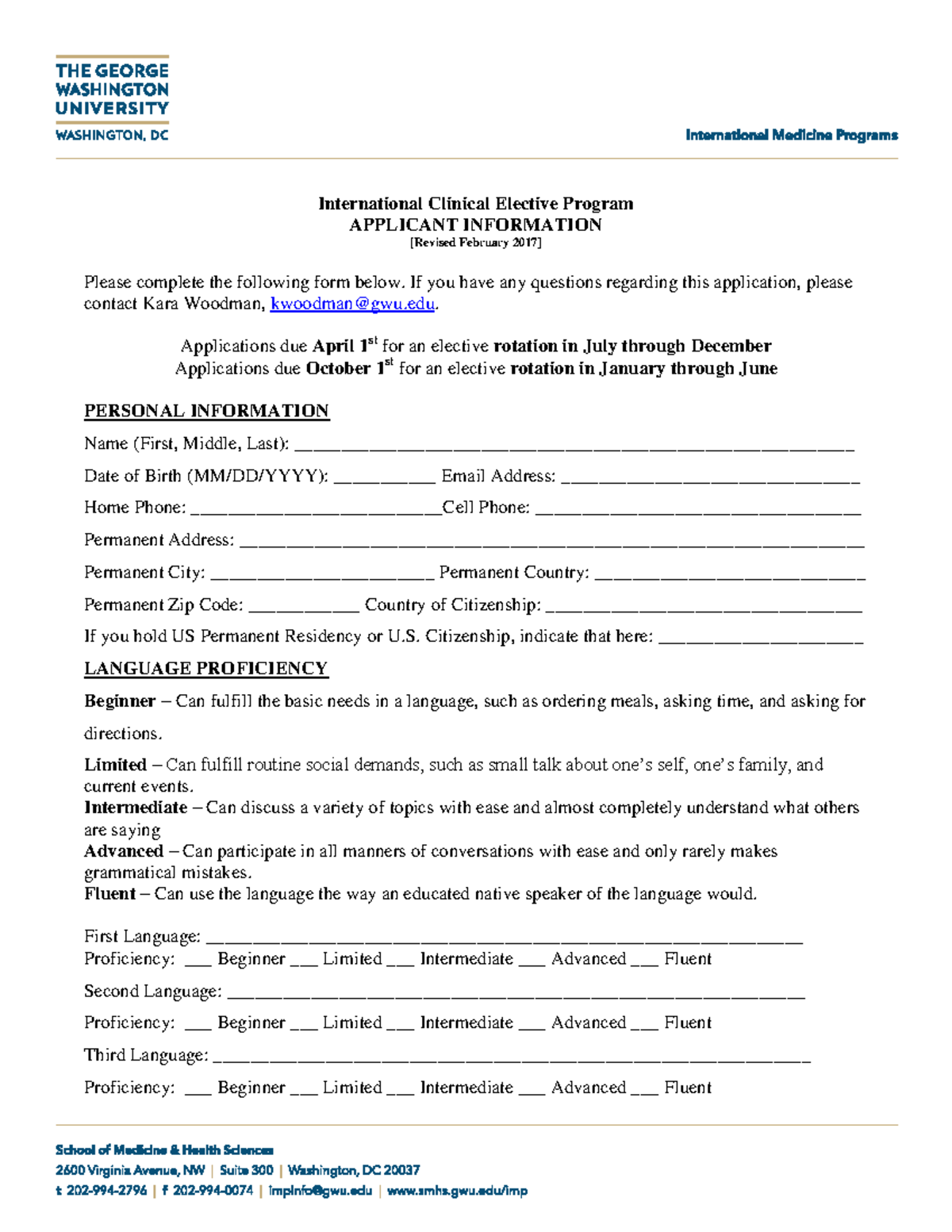 GW ICEP Application Packet - International Clinical Elective Program ...
