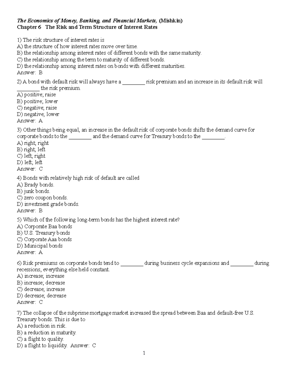 CH 6 Qand A - eco 9713 - The Economics of Money, Banking, and Financial ...