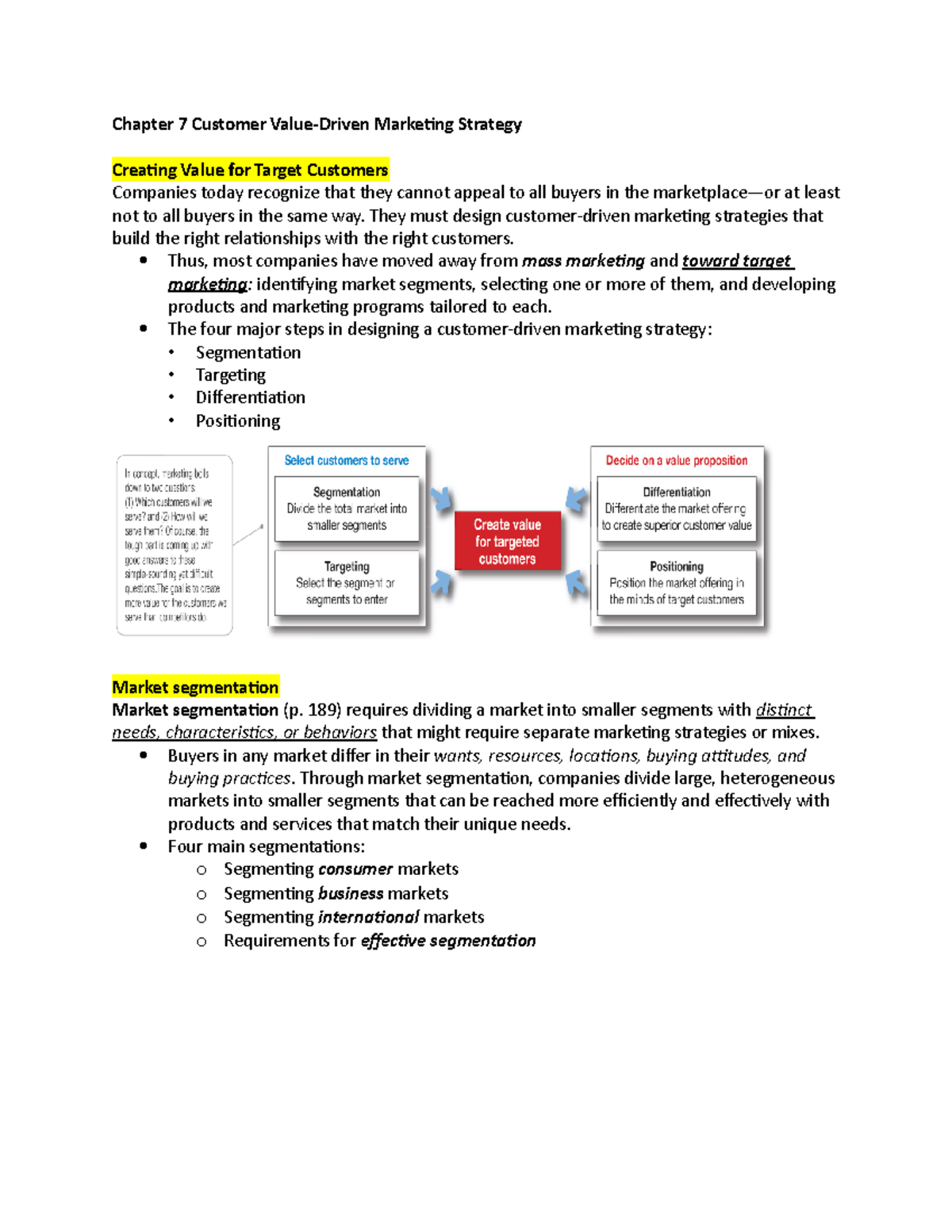 MKTG 301 - Chapter 7 - Customer Value-Driven Marketing Strategy ...