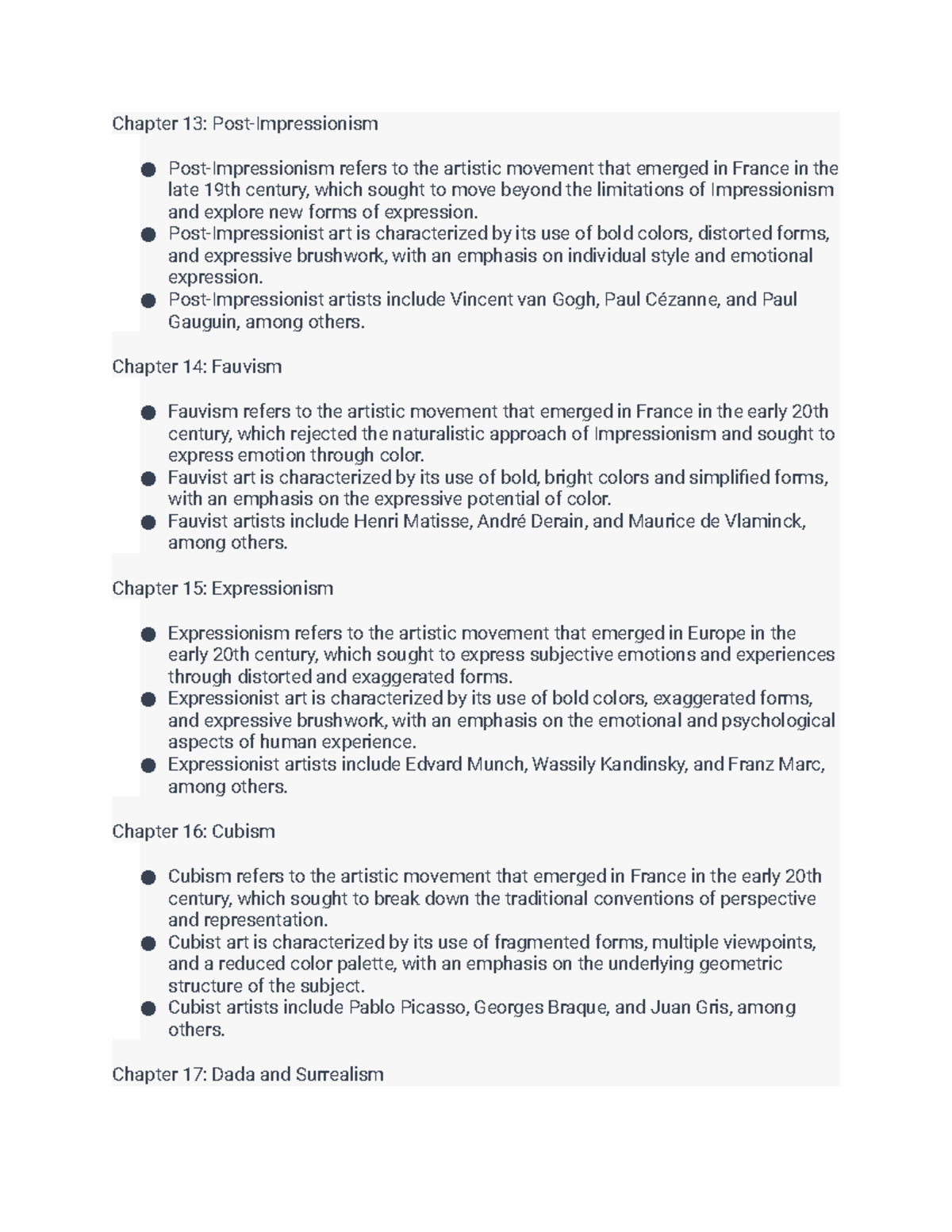 History of Art - Chapter 13: Post-Impressionism Post-Impressionism ...