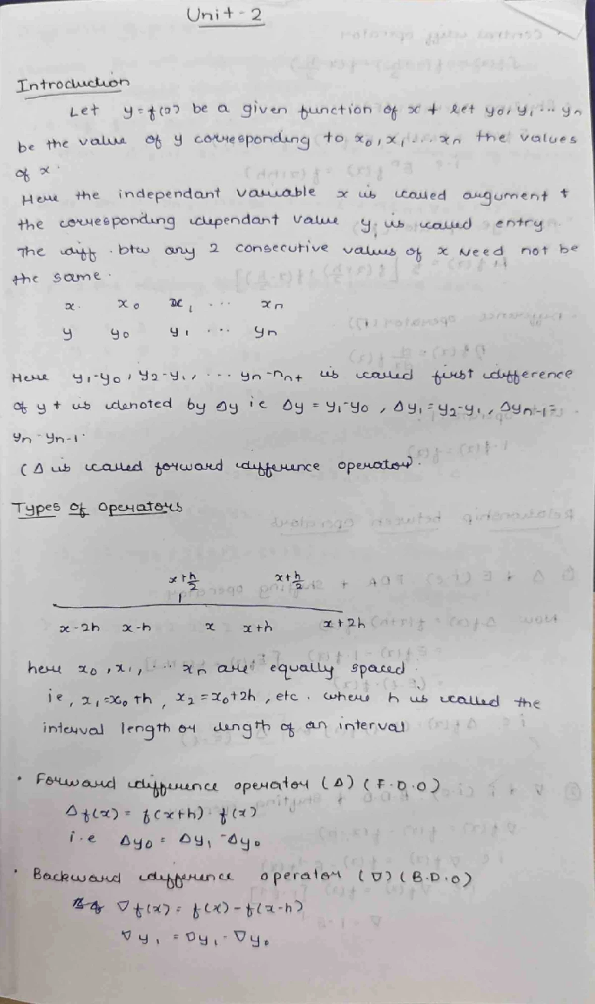 Maths Unit 3 - Unit 3 notes - UNIT 3 Numerical Differentiation and ...