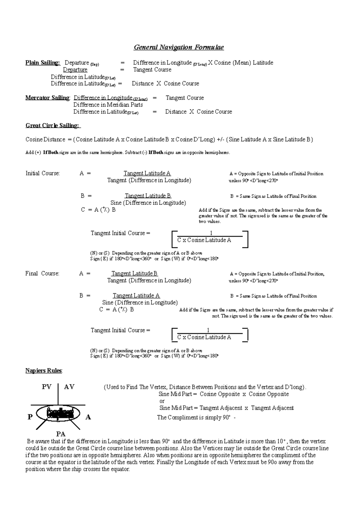 21077120 General Navigation Formulae - General Navigation Formulae ...
