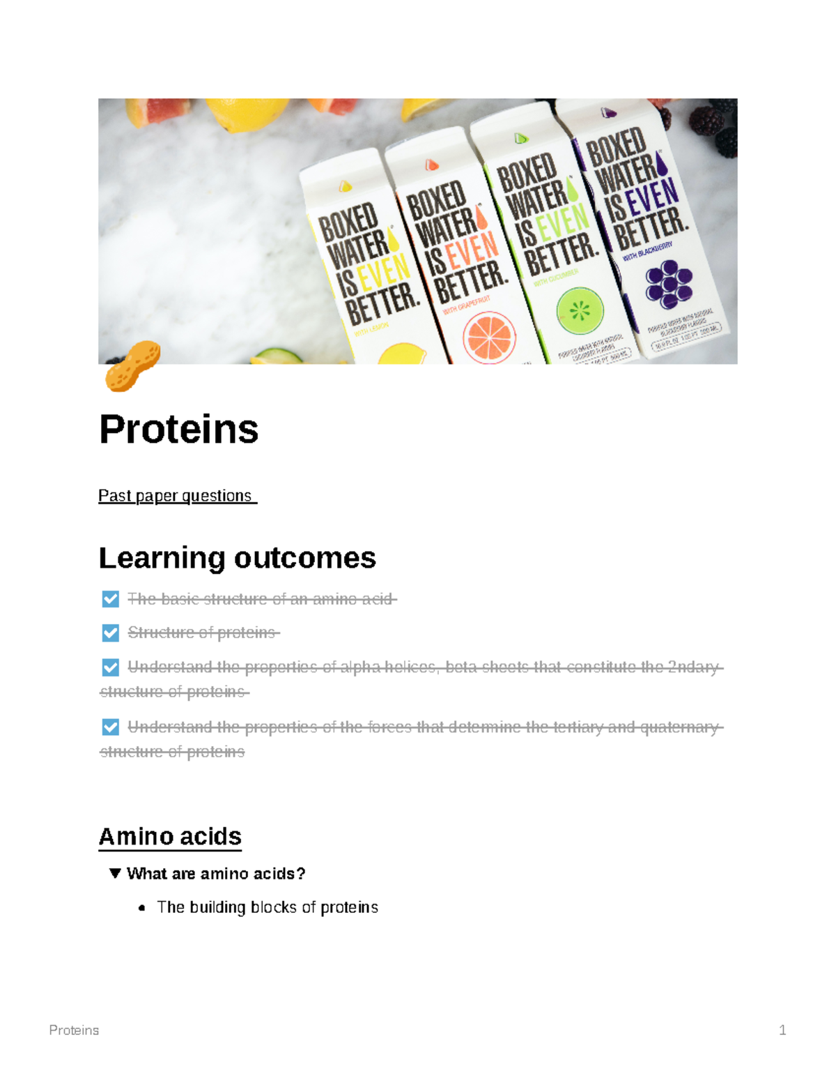 Proteins lecture notes - Proteins Past paper questions Learning ...