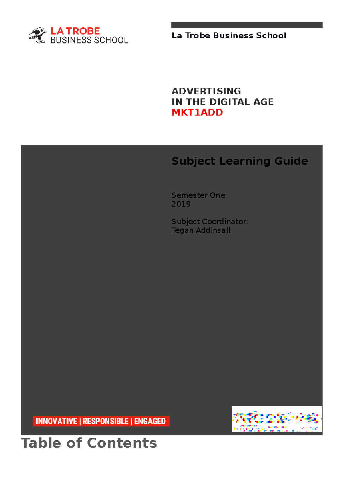 MKT1ADD SLG 2019 - SLG - La Trobe Business School ADVERTISING IN THE ...
