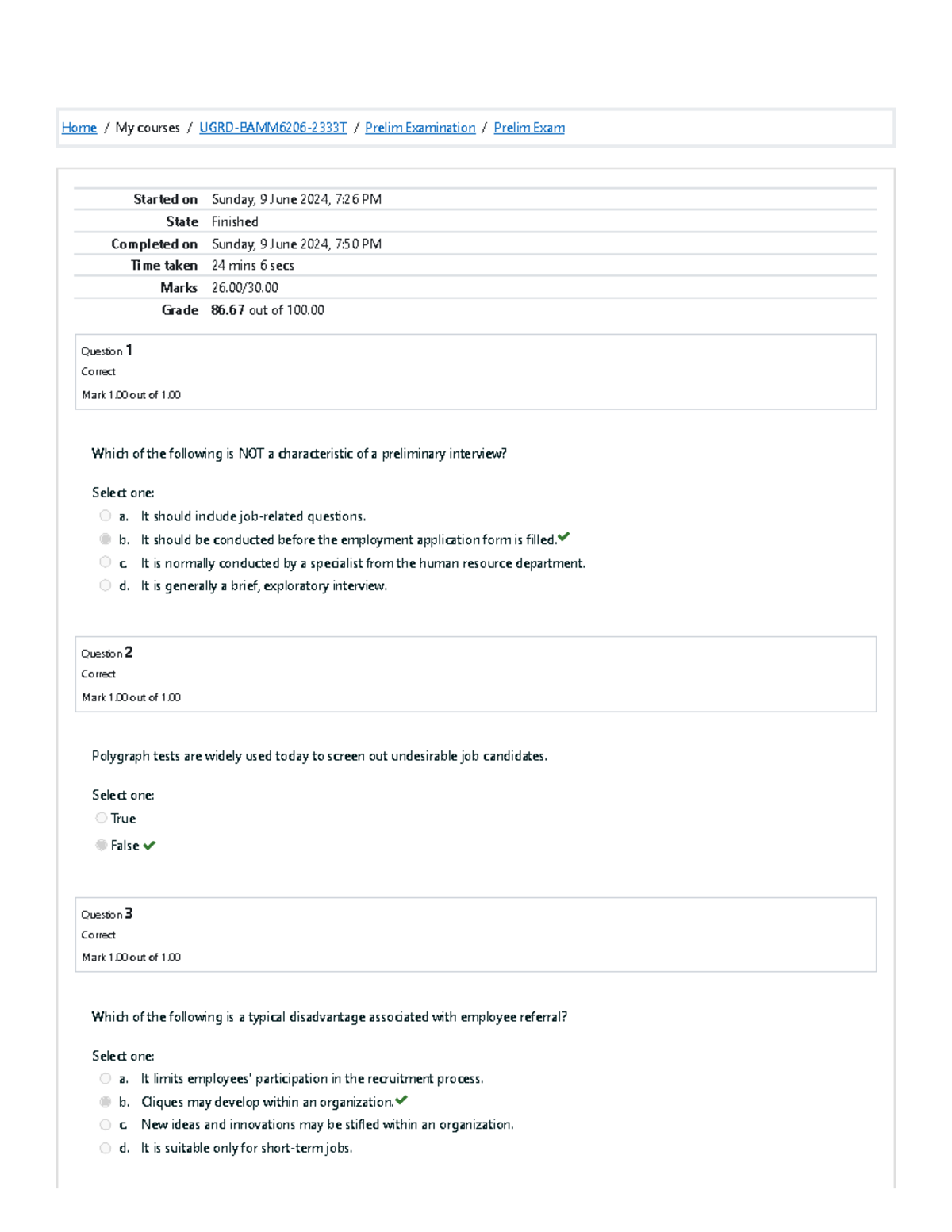 Practice Test for Human Resource Management - Home / My courses / UGRD ...