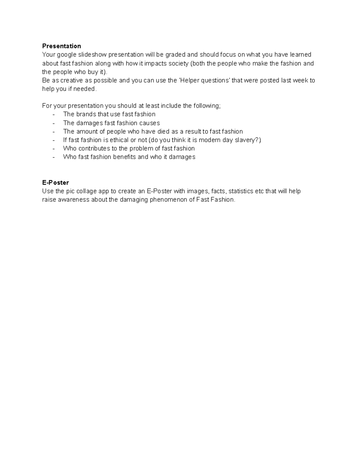 Fast Fashion E-Poster and Presentation (1) - Presentation Your google ...