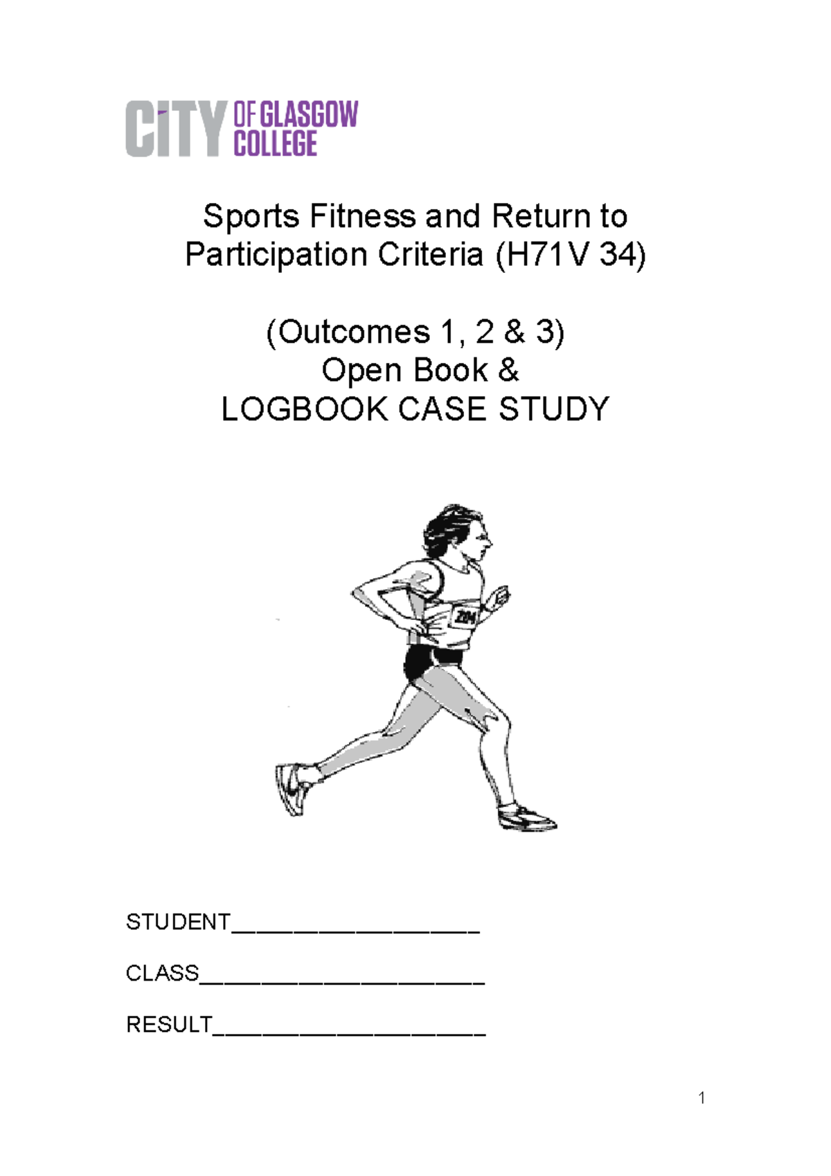 Logbook - Sports Fitness and Return to Participation Criteria (H71V 34 ...
