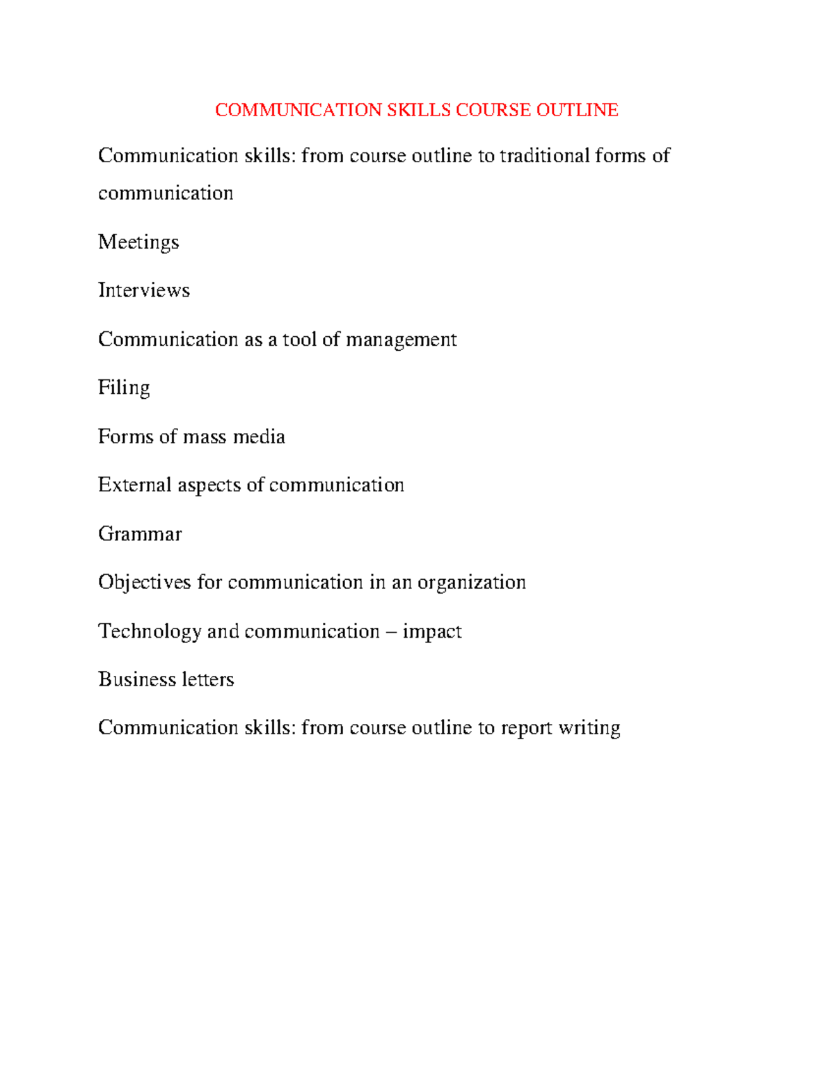 information communication technology - COMMUNICATION SKILLS COURSE ...