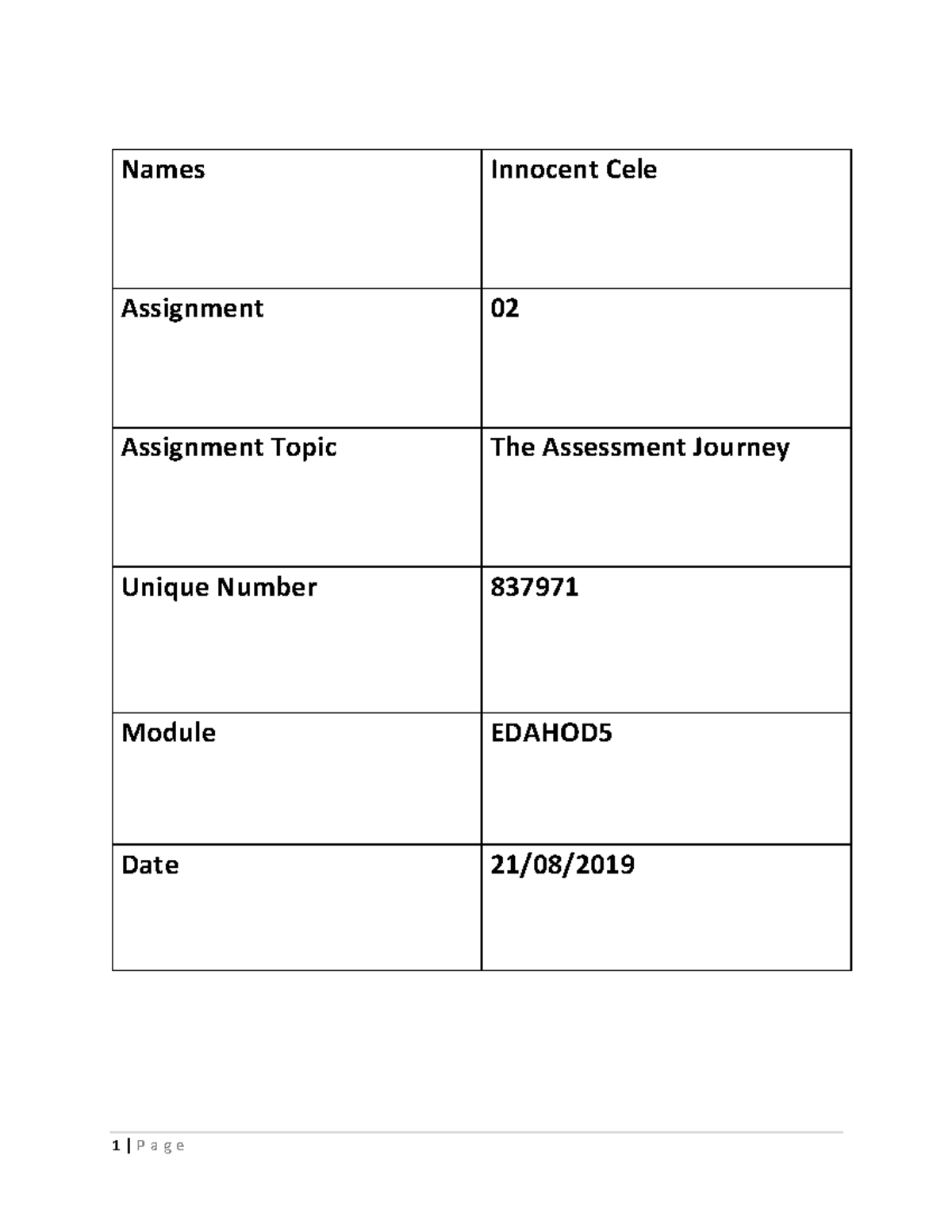 Assignment 02 Edahod 5 Unique Number 848971 - Warning: TT: undefined ...