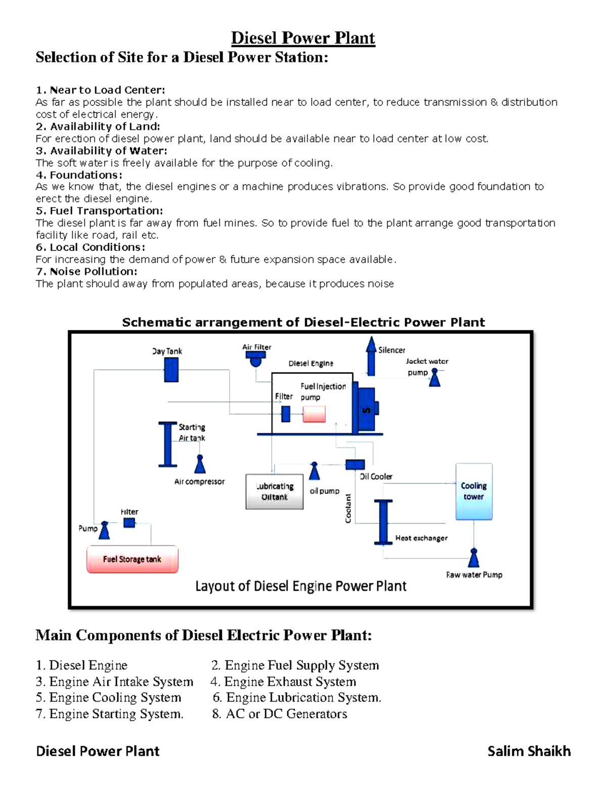 Disel Power Plant - Lecture notes 3-4 - Diesel Power Plant Selection of ...