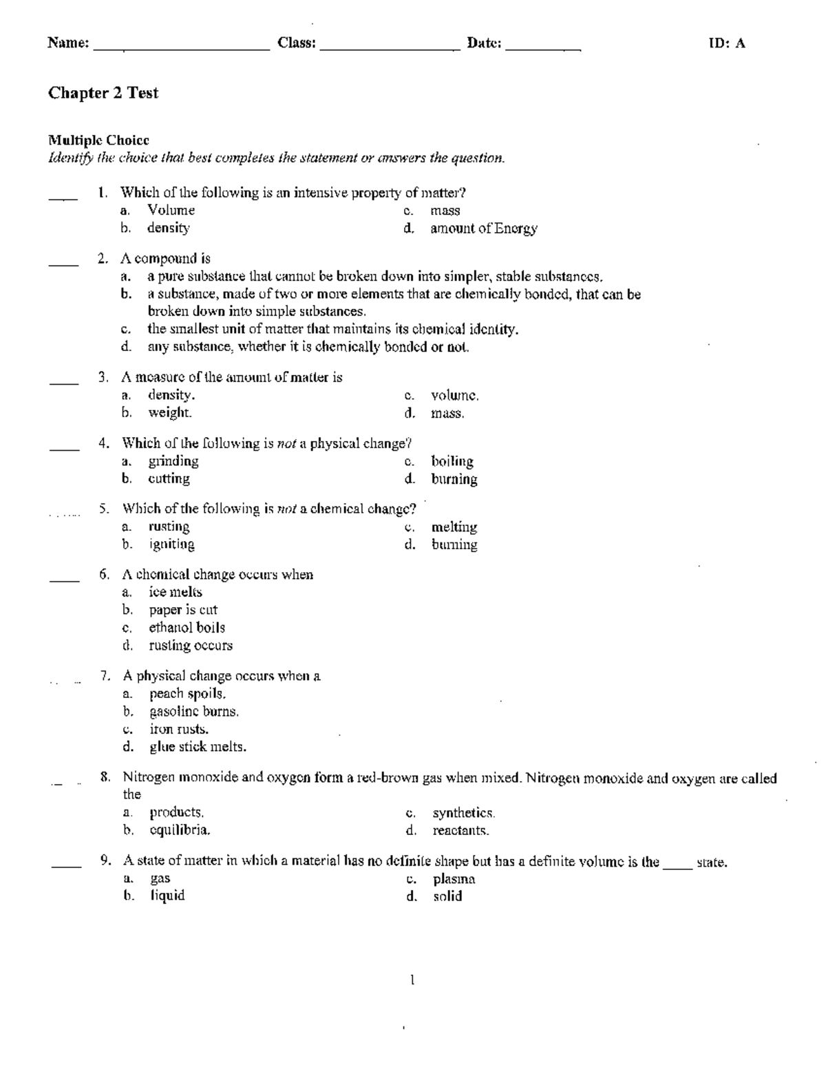 Miguel Likens - Ch 2 Test 2022-2023 - Name: Chapter 2 Test ...