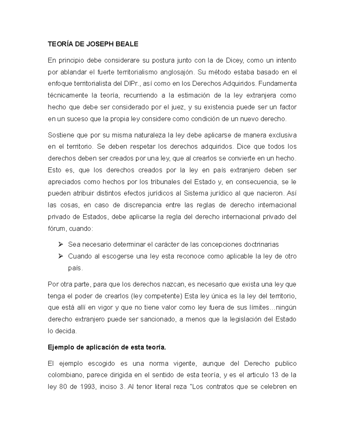 Teoría DE Joseph Beale - TEORÍA DE JOSEPH BEALE En principio debe ...