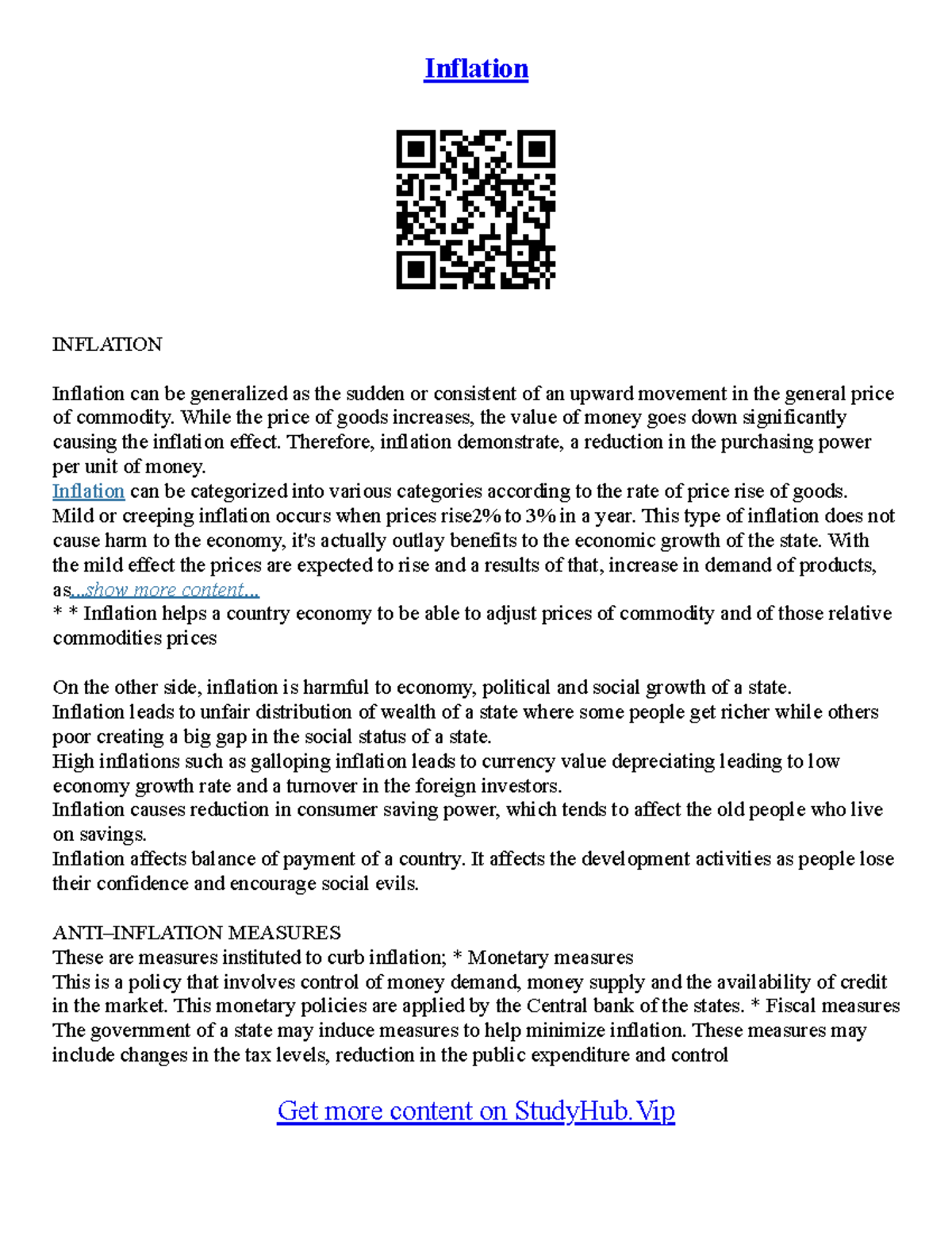 Essay On Inflation - Inflation INFLATION Inflation can be generalized ...