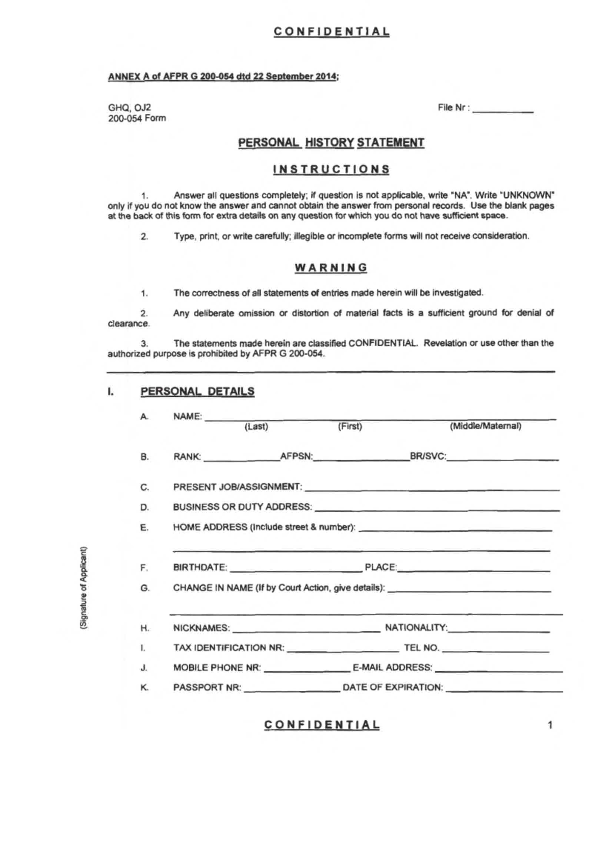 Initials for academic degree (MBA, Dr) - CONFIDENTIAL ANNEX A of AFPR G ...