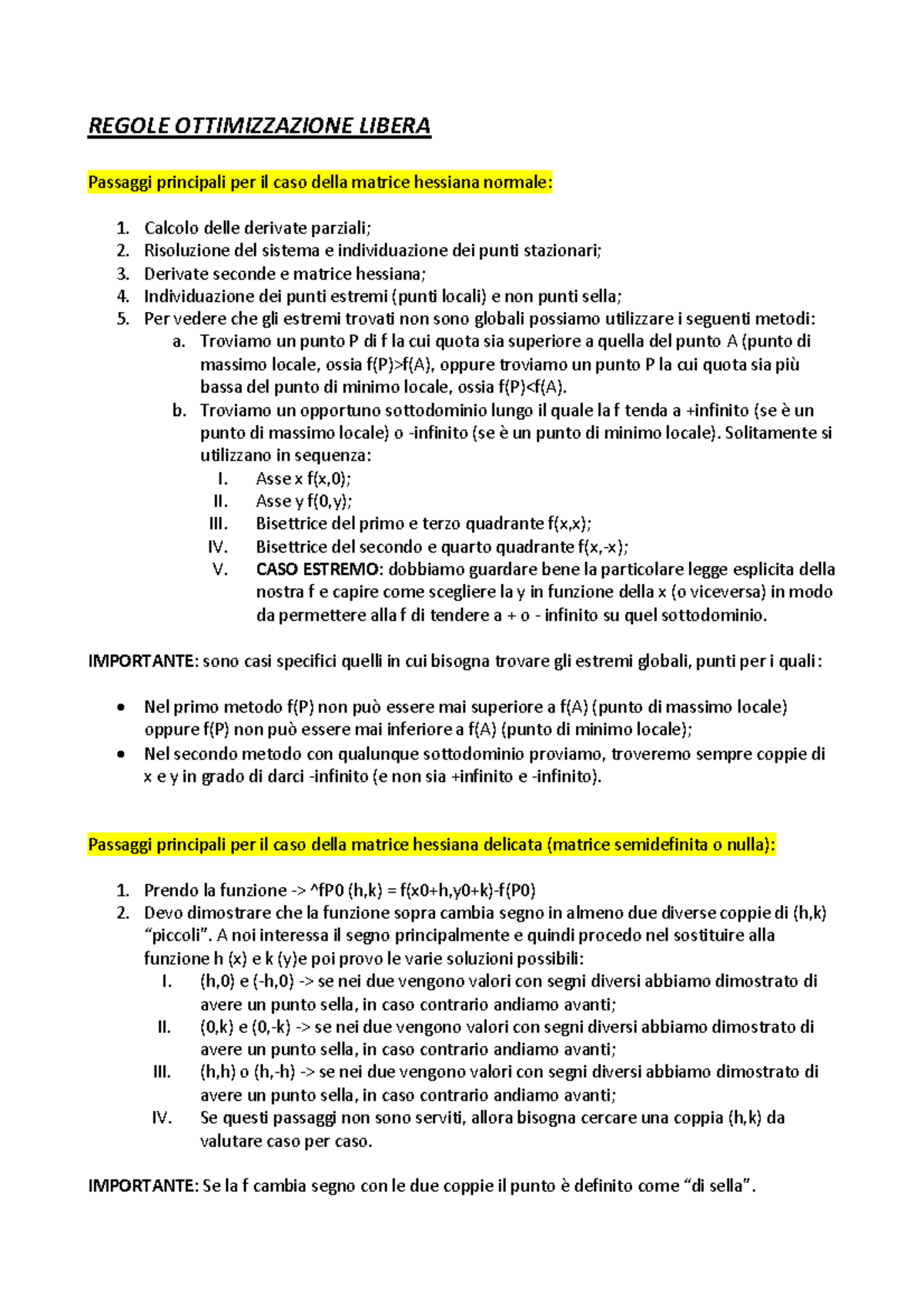 Regole Ottimizzazione Libera - REGOLE OTTIMIZZAZIONE LIBERA Passaggi principali per il caso ...