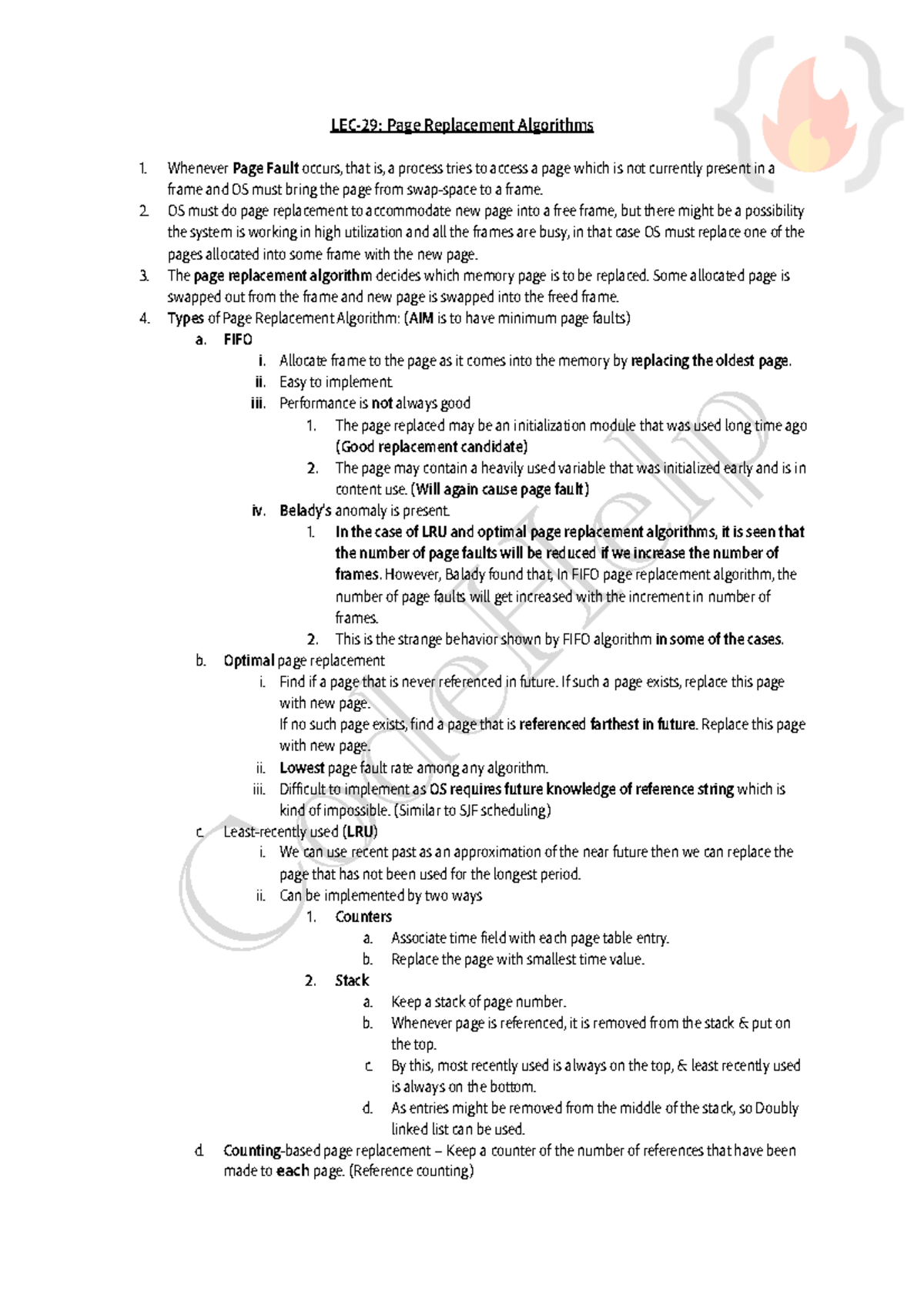 Lec29Notes - Hey its a useful file - LEC-29: Page Replacement ...