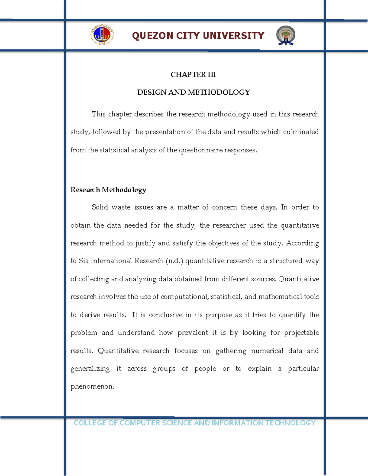 Chap-3 - CHAPTER 3 - CHAPTER III DESIGN AND METHODOLOGY This chapter ...