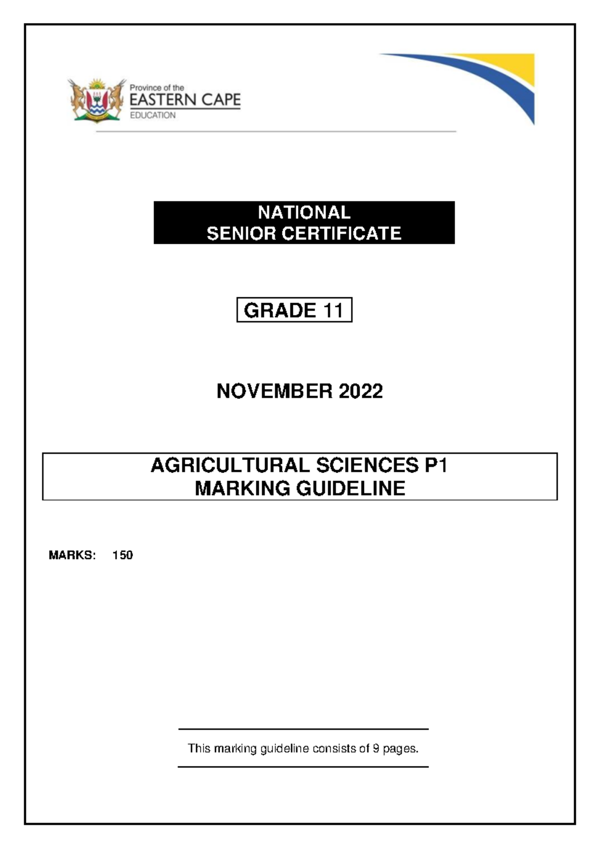 Agric Sciences P1 MEMO GR11 NOV 2022 English - NATIONAL SENIOR ...