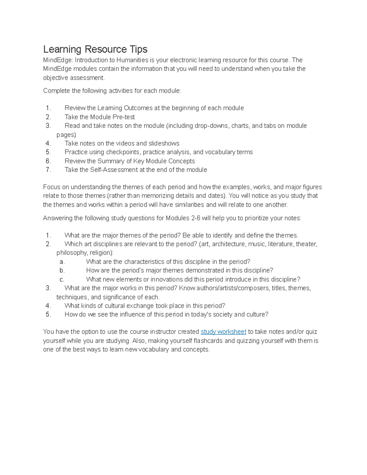 C100 learning resource tips - Learning Resource Tips MindEdge ...