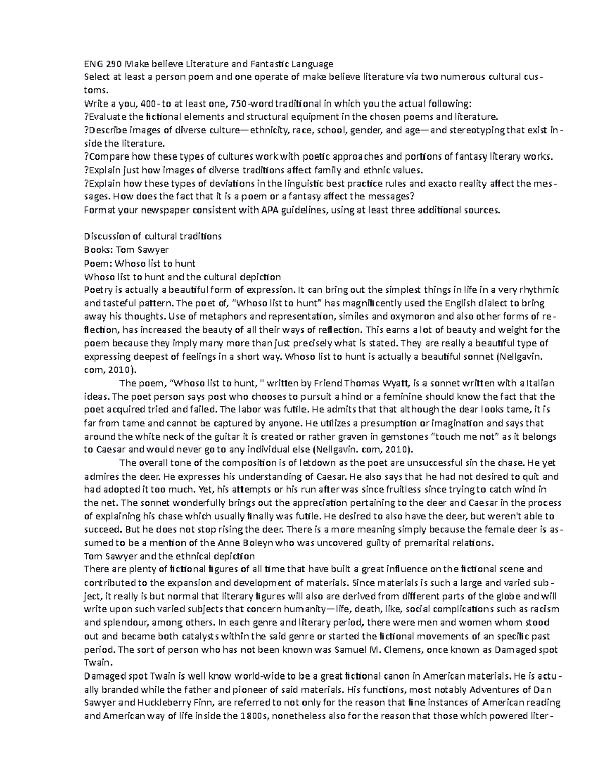 ENG 290 Fantasy Literature and Fantastic Language 1 - ENG 290 Make ...