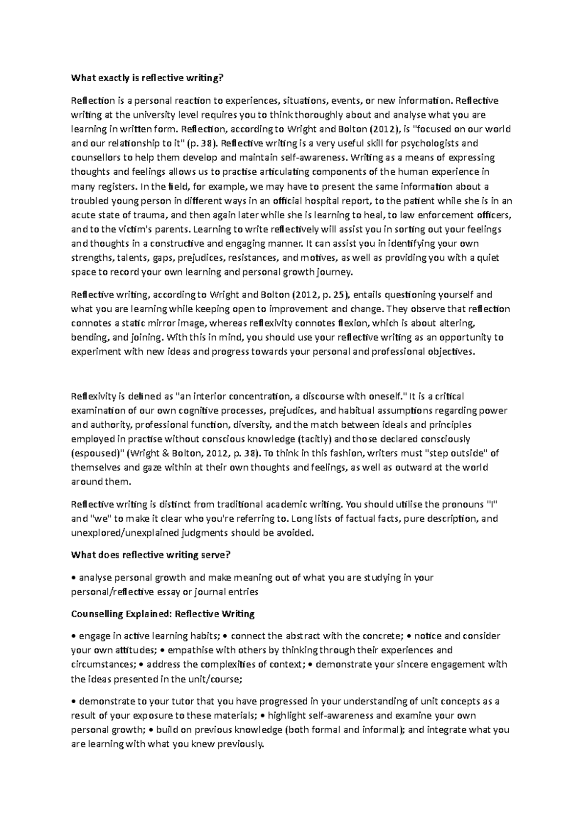 COU3105 SELF Development Reflective Essay Writing TIPS - What exactly ...