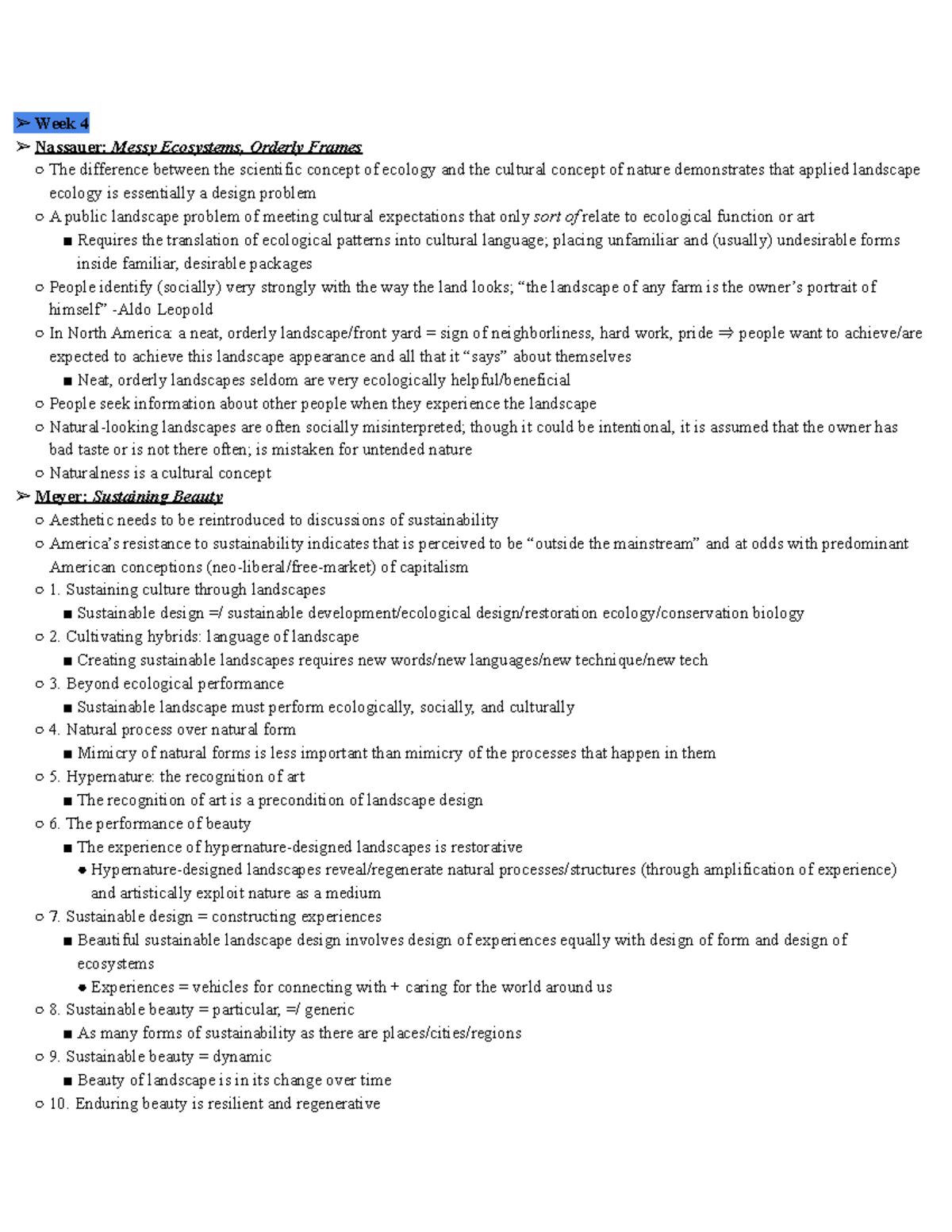ED1 Reading Notes (week 4-14) - Week 4 Nassauer; Messy Ecosystems ...