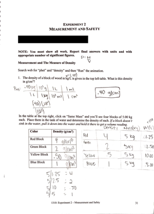 Experiment 1 Pre-Lab Assignment - EXPERIMENT 1 SAFETY AND MEASUREMENT PRELAB Name: {?)iClt](J{7l ...
