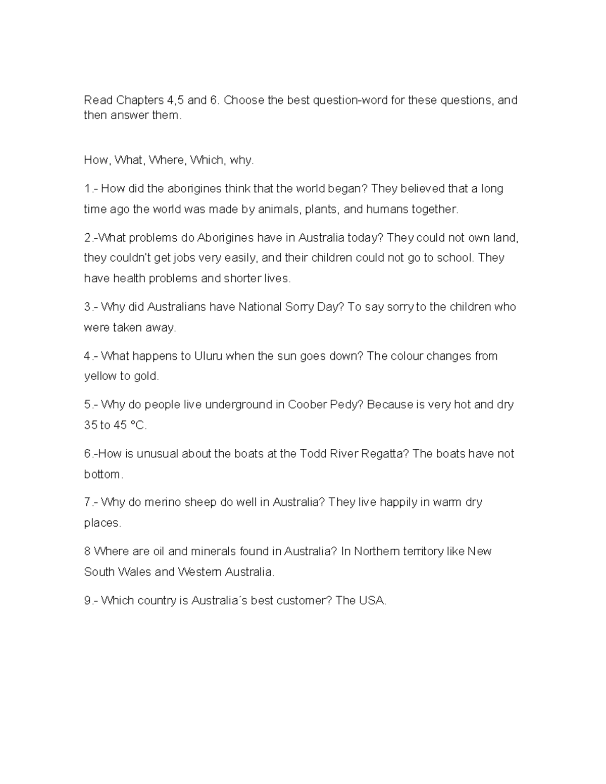 Chapter 4,5 and 6 - Read Chapters 4,5 and 6. Choose the best question ...