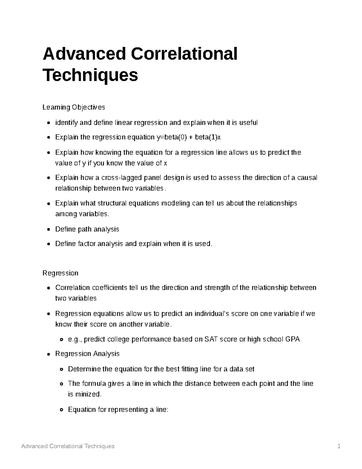 Advanced Correlational Techniques - Advanced Correlational Techniques ...