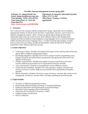 CIS 3400 Review Sheet - Exam 1 - CIS 3400 Review Sheet Chapter 1 ...