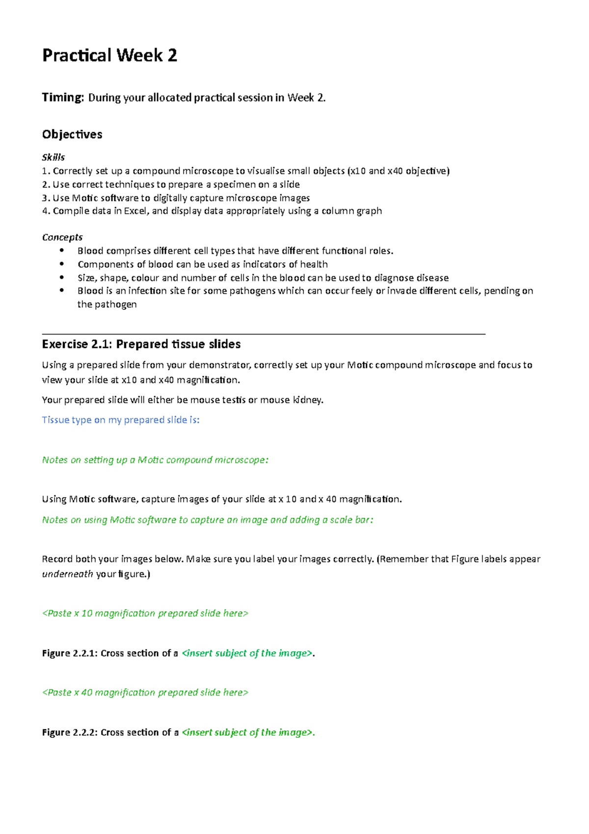 Prac 2 e Pracbook Compound Microscopy - Practical Week 2 Timing: During ...