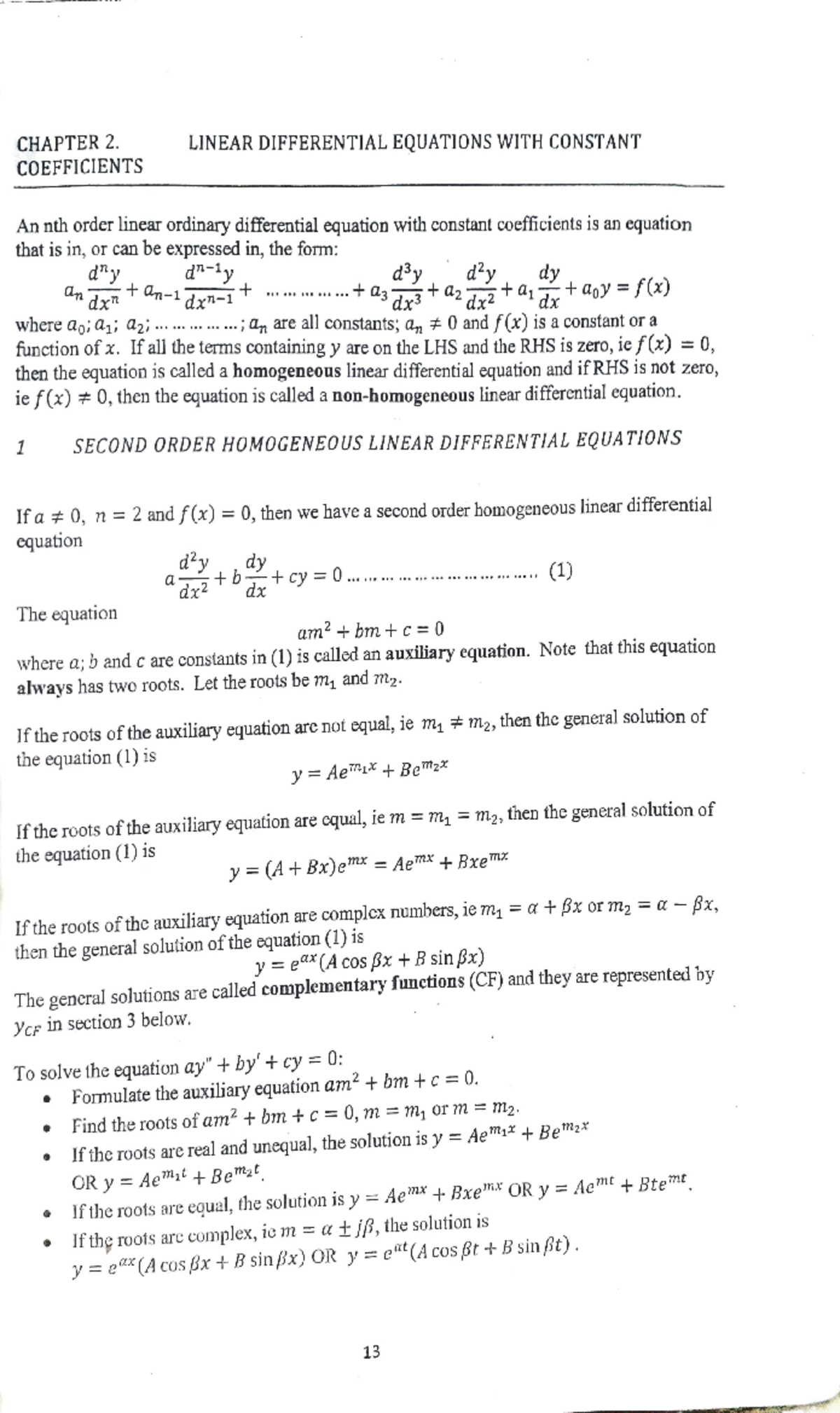 MATME03 - Linear Differential Equations - CHAPTER2. LINEAR DIFFERENTIAL ...