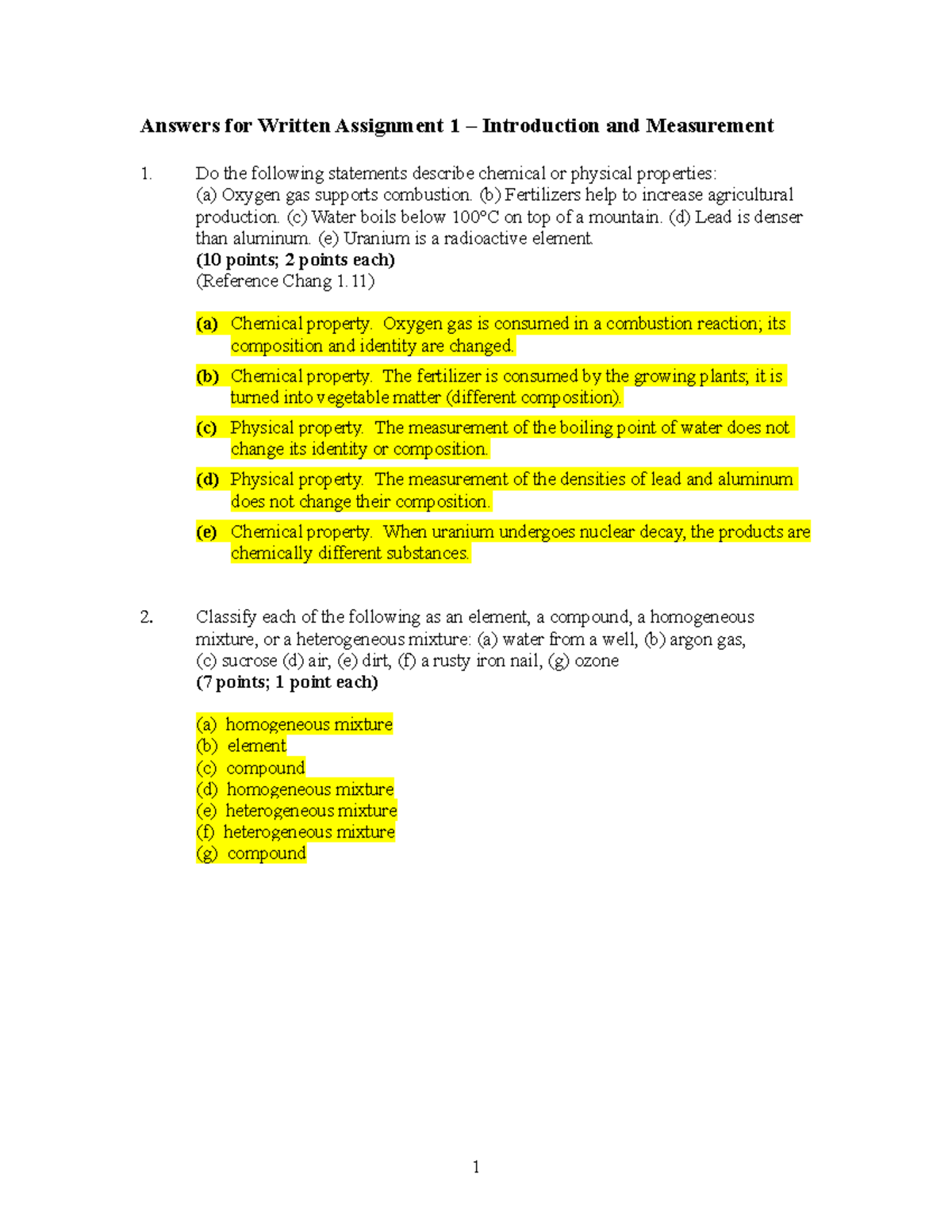 Answers to Module 1 written assignment - Answers for Written Assignment 1 – Introduction and ...