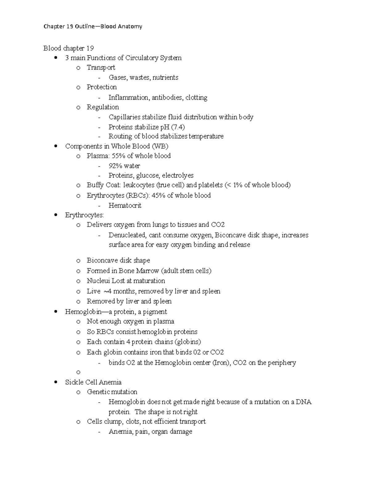 Ch 19 Outline - Dr. Young - Chapter 19 Outline—Blood Anatomy Blood ...
