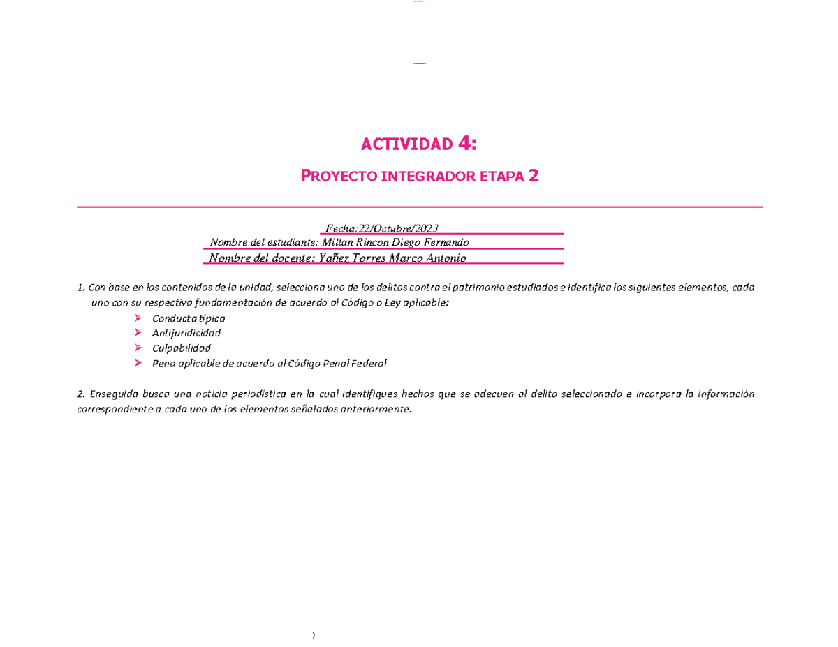 DFMR ACT4 Epdld - actividad 4 - ) lOMoAR cPSD| 23913873 ACTIVIDAD 4: PROYECTO INTEGRADOR ETAPA 2 ...