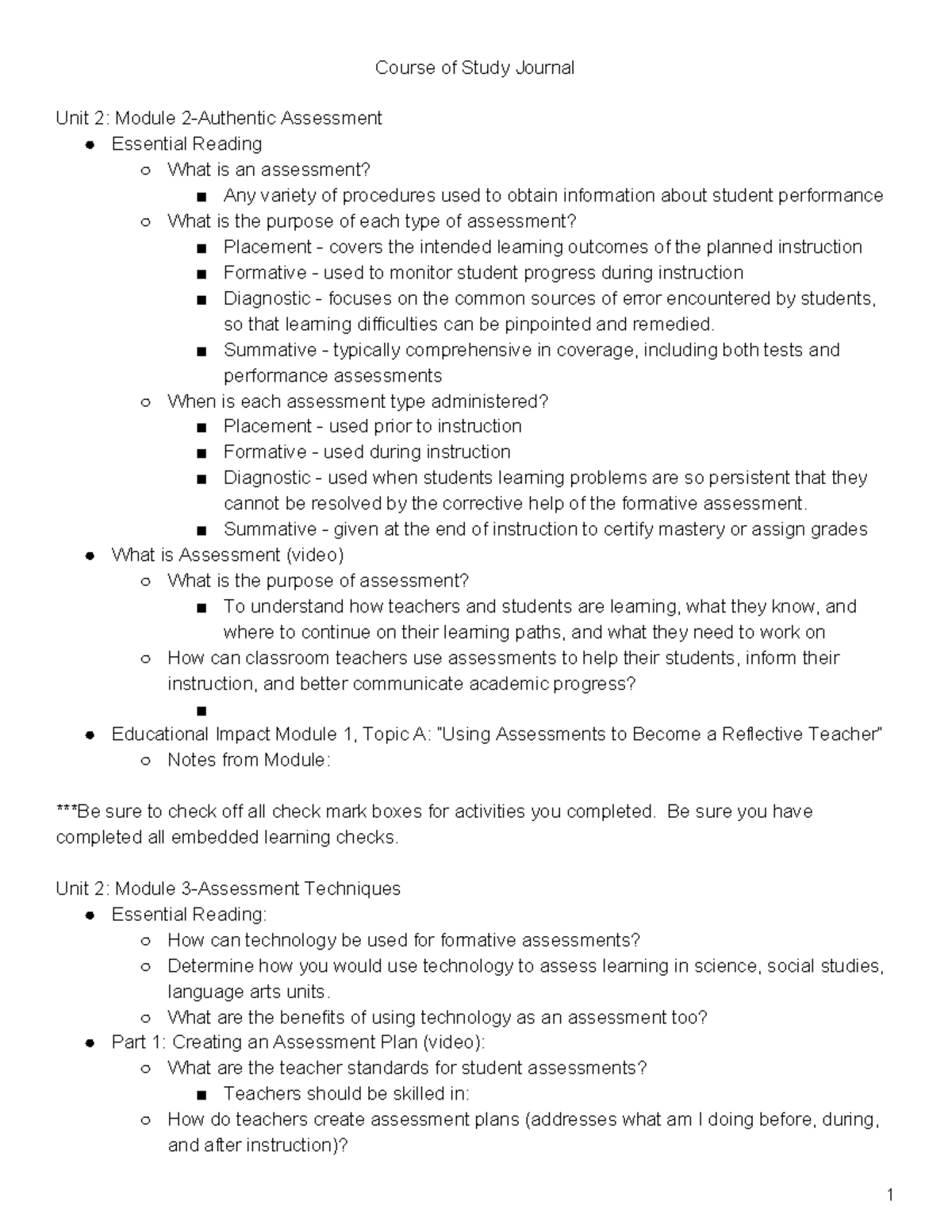 Copy of Updated (January 2020) Course of Study Journal - Course of ...