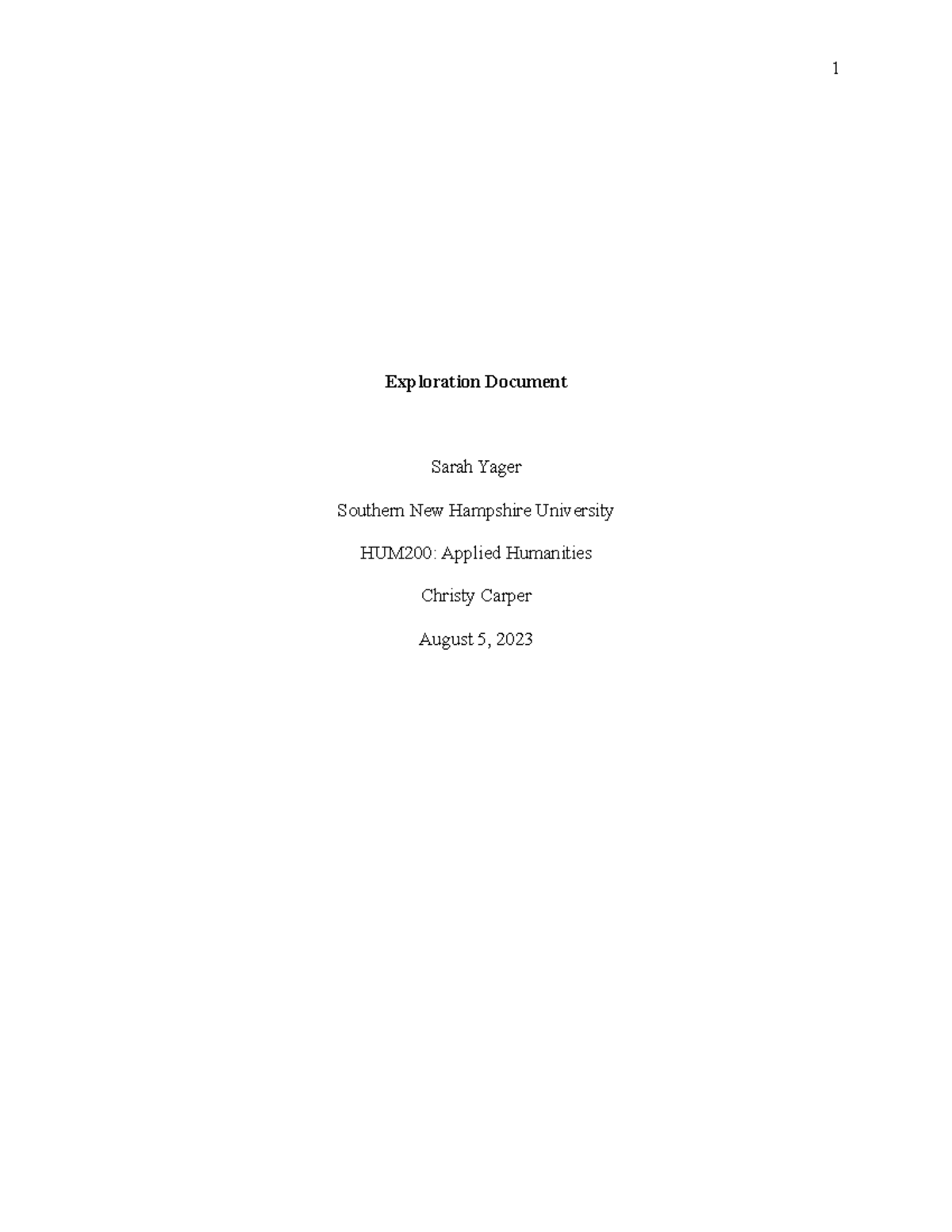 Course Project Part One - Exploration Document Sarah Yager Southern New ...