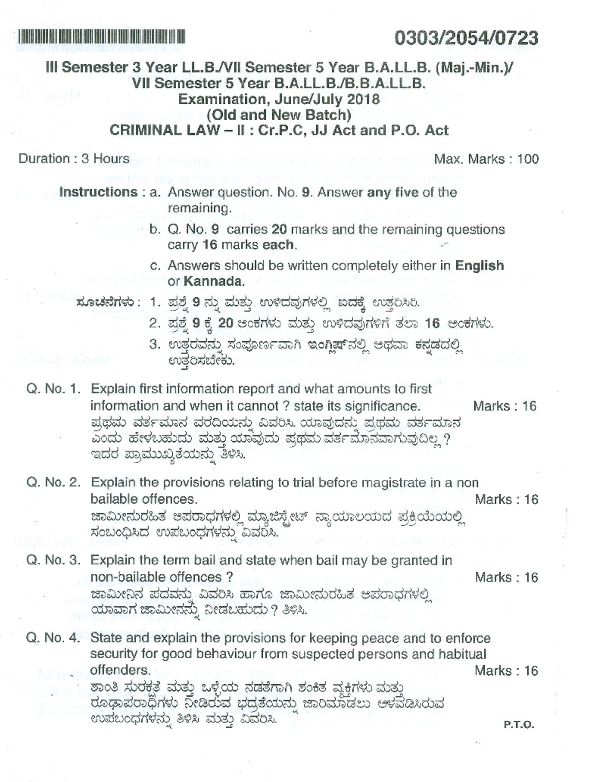KSLU PYQ Criminal Procedure Code June 2018 - Criminal Law - II - Studocu
