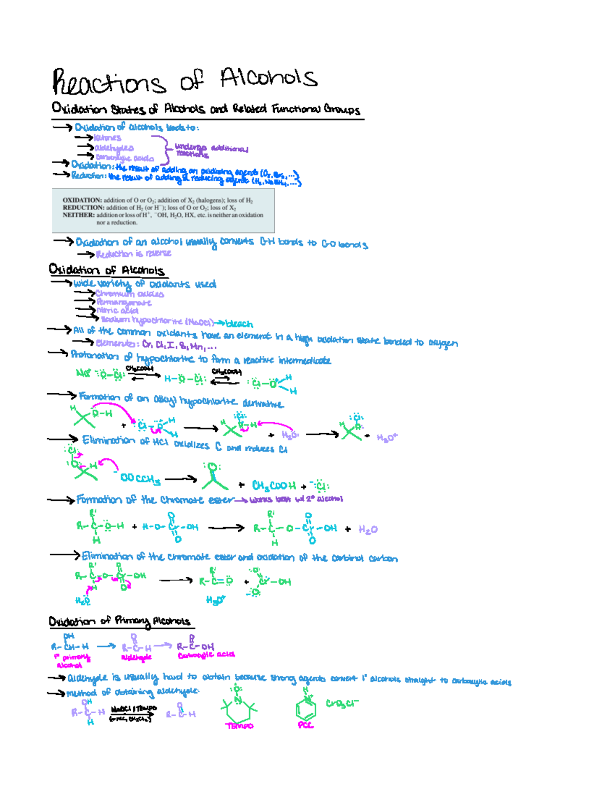 Ch 11 Reactions of Alcohols - CHEM 3323 - UCO - Studocu