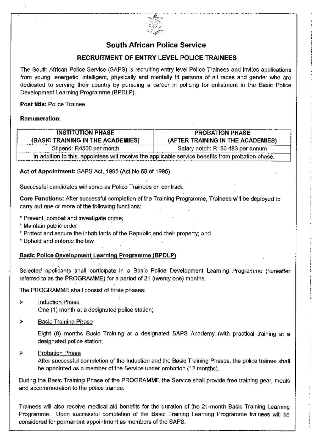 Advert 5000 Police Trainee - Studocu