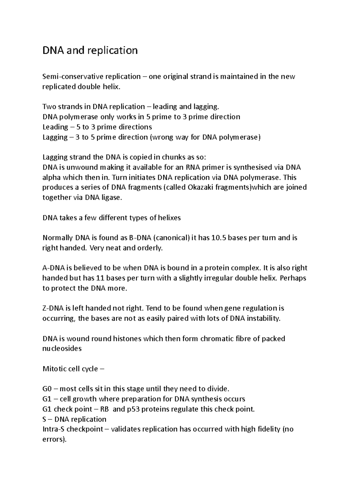 DNA replication - DNA and replication Semi-conservative replication ...