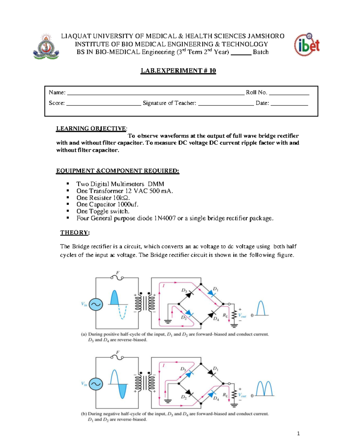 Basic electronics lab 10 - 1 Name ...